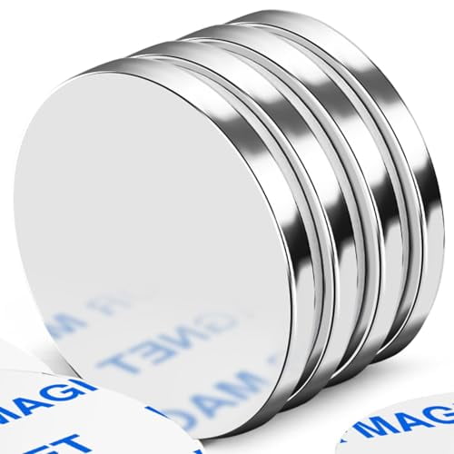 4 Pack Strong Magnets with Double Sided Adhesive, 1.26" x 0.12" Round ...