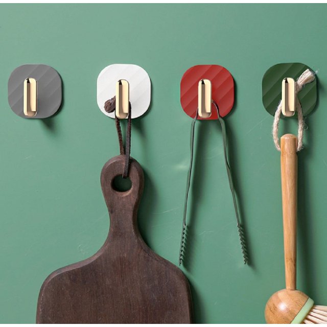 4-Pack Strong Self-Adhesive Wall Hooks – Multi-Use Hanging Organizers ...