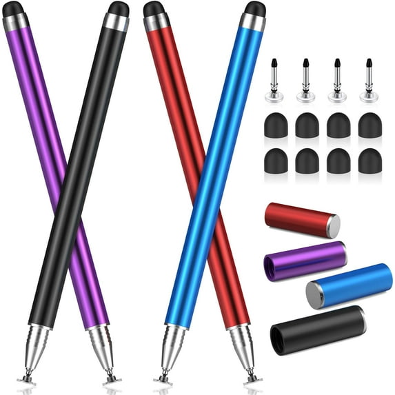4 Pack Stylus Pens for Touchscreens, 2-in-1 High Sensitivity&Precision ...