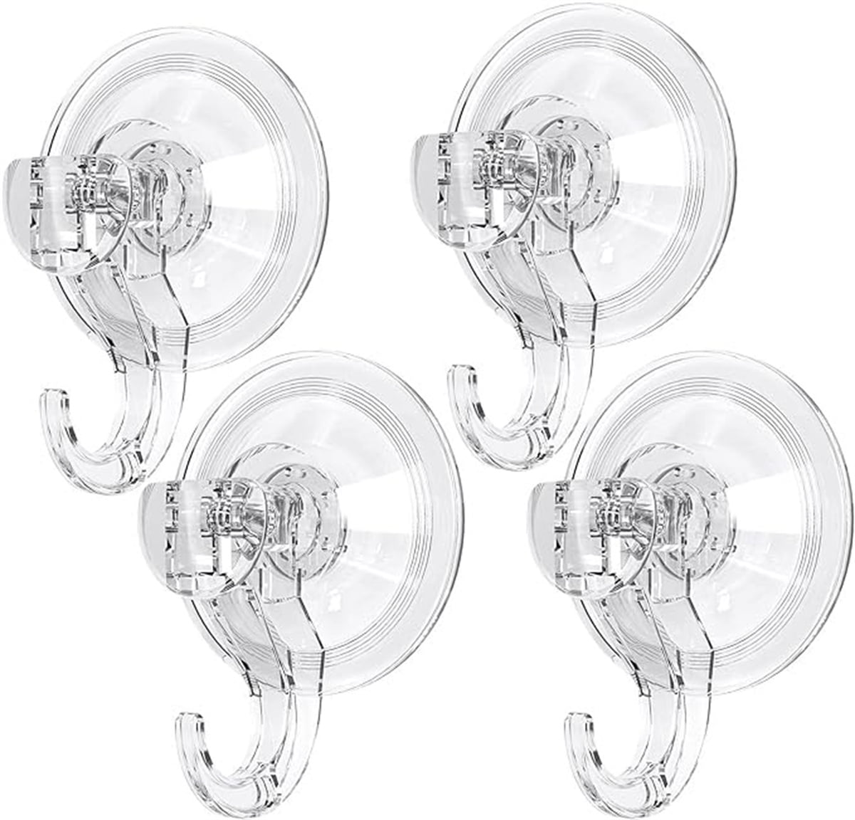 4 Pack Suction Cup Hooks,Clear Heavy Duty Vacuum Suction Hooks,Shower ...