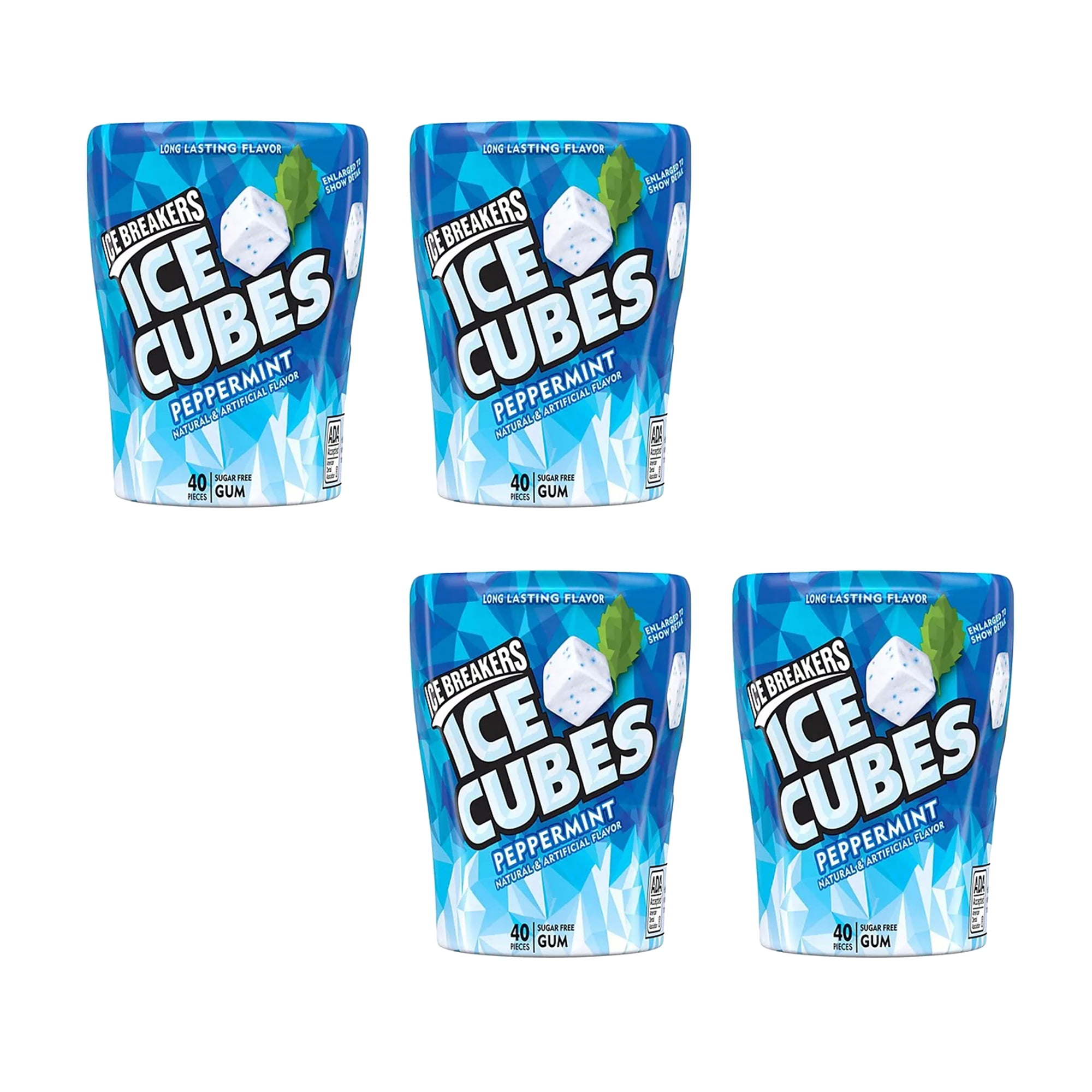 4 Pack Sugar-Free Chewing Gum | Multipack Ice Cubes Peppermint Gum - 40 Pieces Per Cup | RADYAN ...