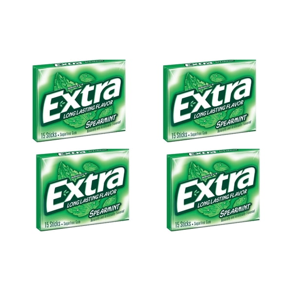 4 Pack Sugar-Free Chewing Gum | Multipack Spearmint Flavoured Gum - 15 ...