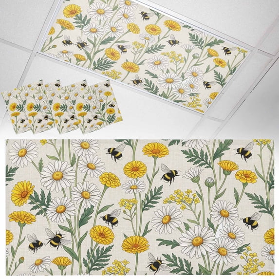 4 Pack Summer Daisy Fluorescent Light Covers for Ceiling Lights Rustic ...