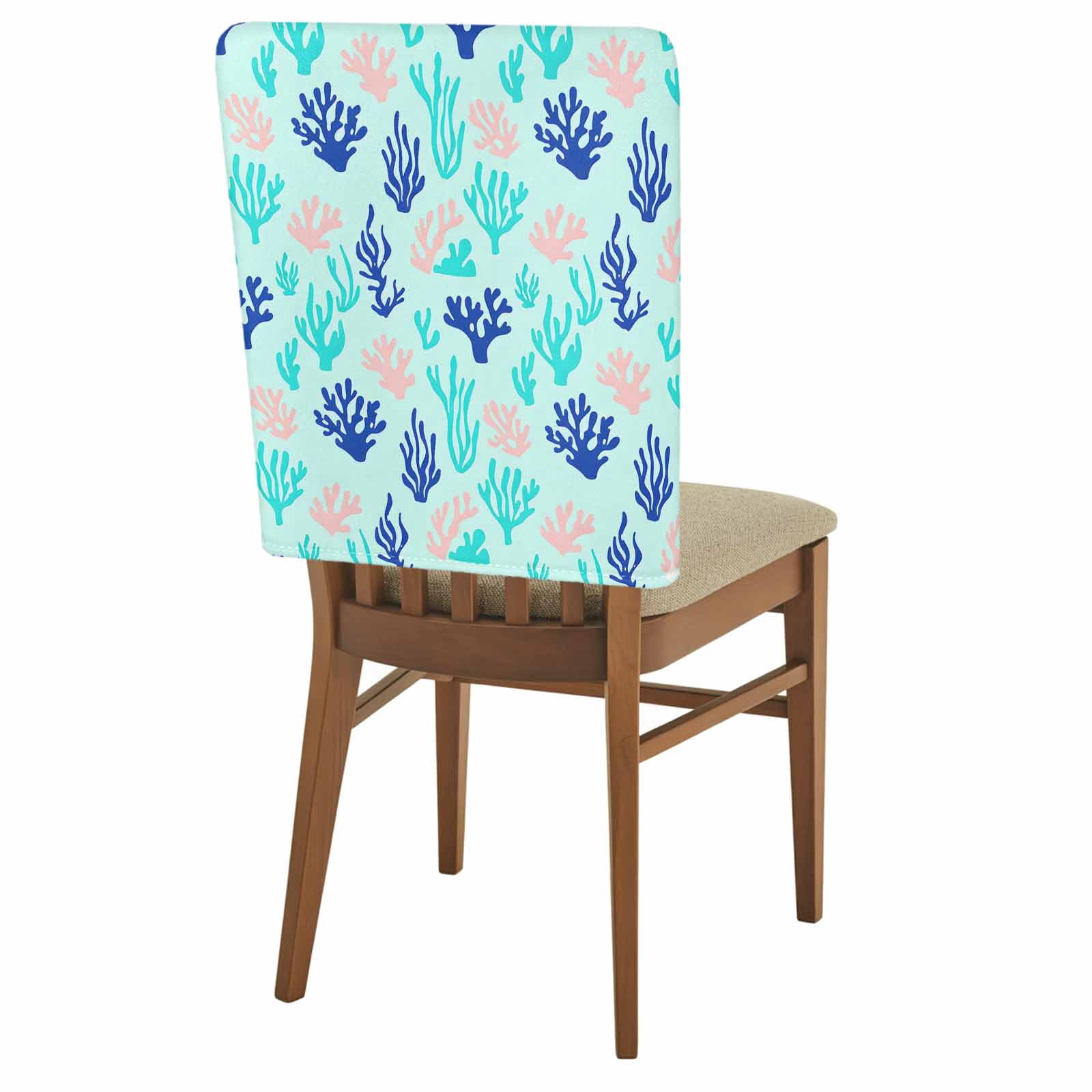 4 Pack Summer Marine Life Chair Back Covers Watercolor Graffiti Blue ...