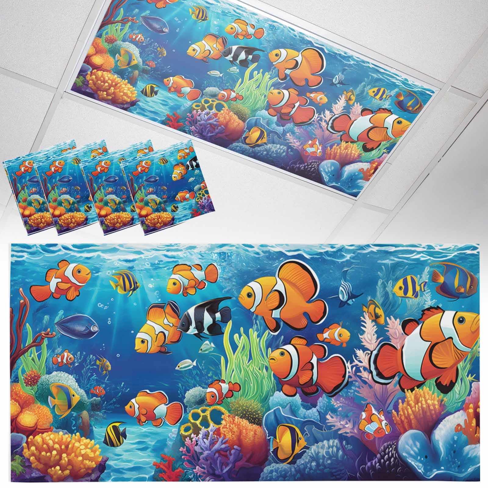 4 Pack Summer Ocean Fluorescent Light Covers for Ceiling Lights ...