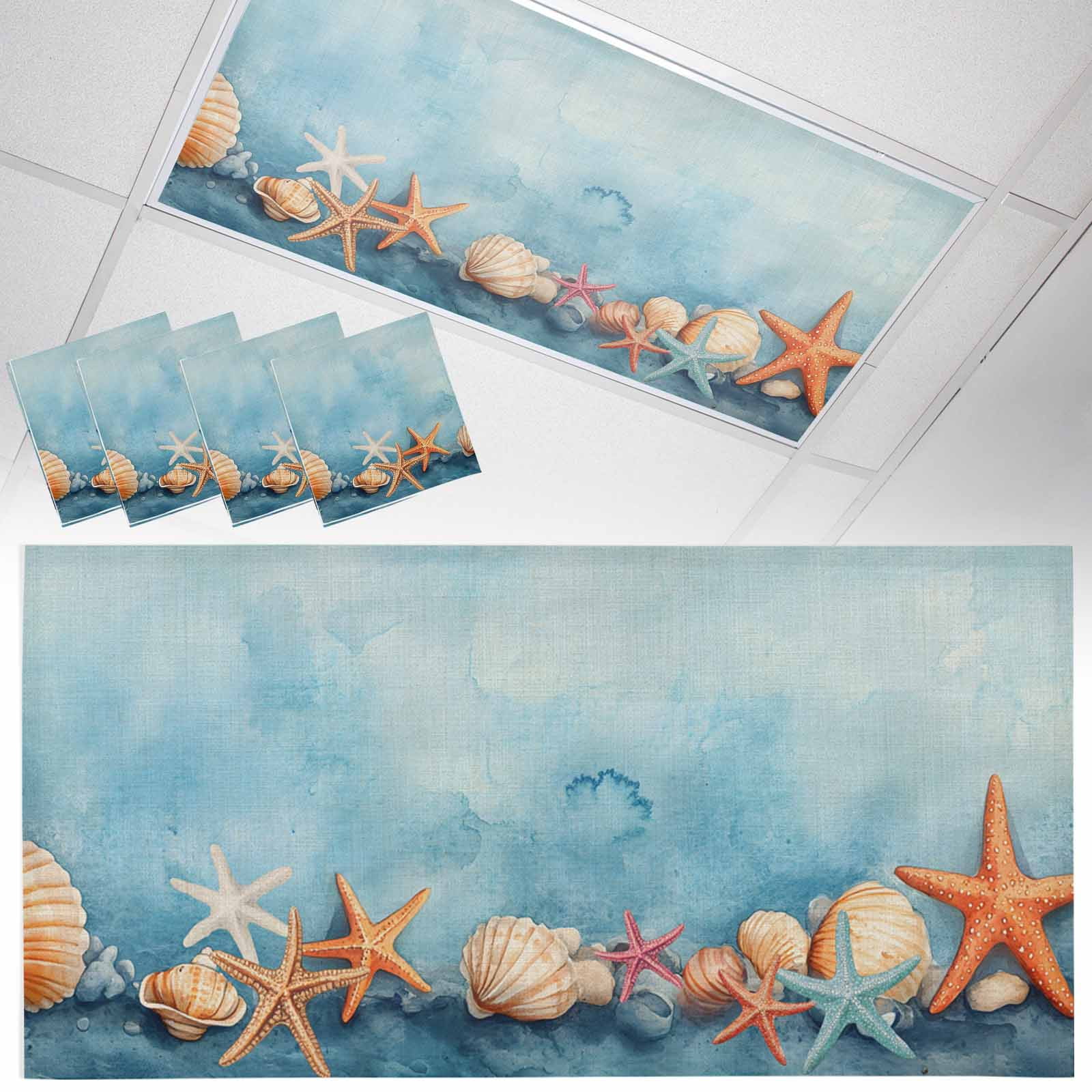 4 Pack Summer Ocean Fluorescent Light Covers for Ceiling Lights ...