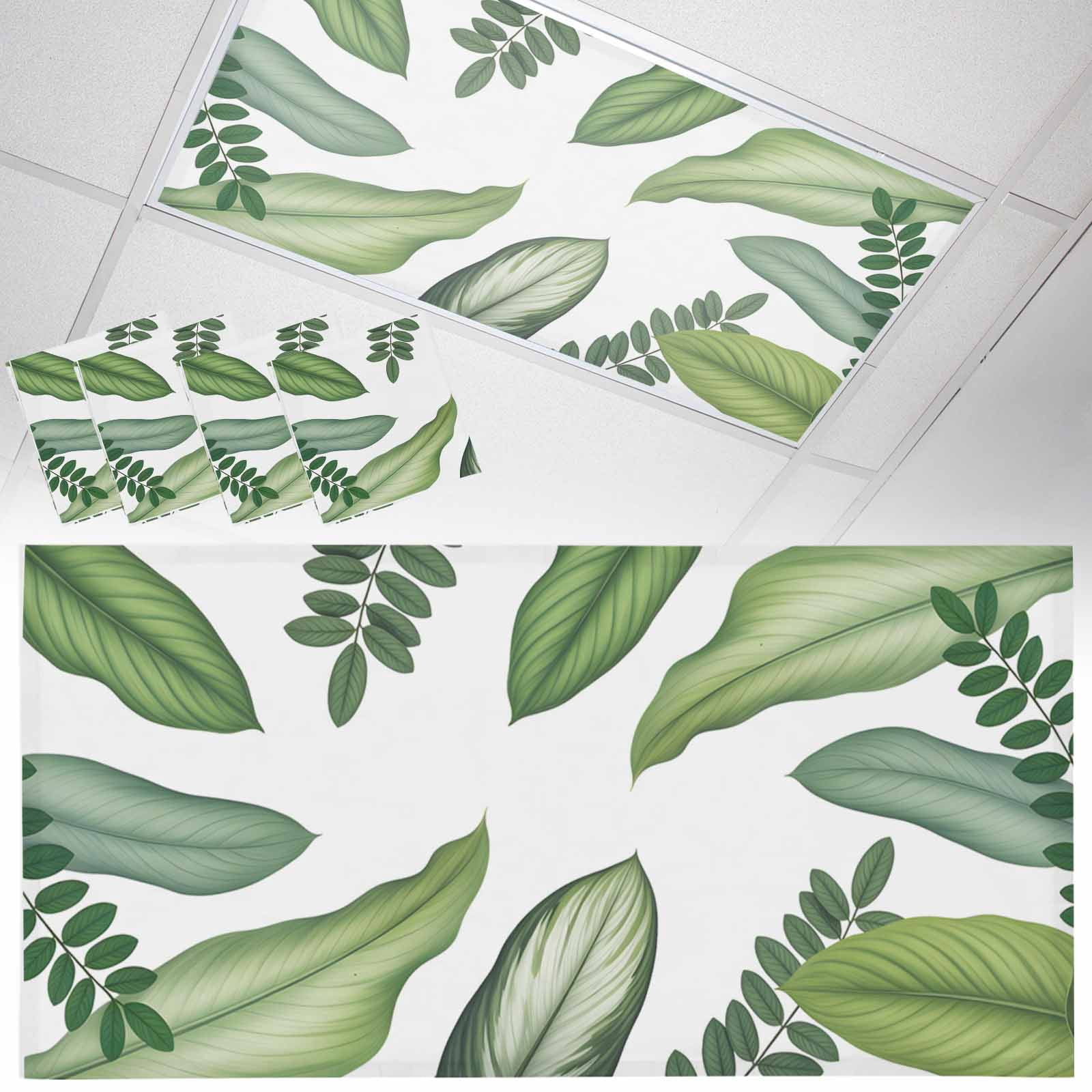 4 Pack Summer Palm Leaf Fluorescent Light Covers for Ceiling Lights ...