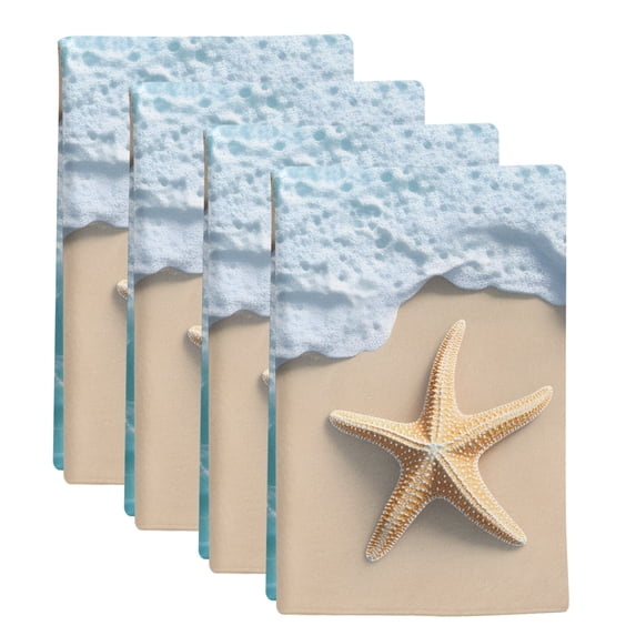 4 Pack Summer Starfish Kitchen Towels Coastal Beach Ocean Nautical ...