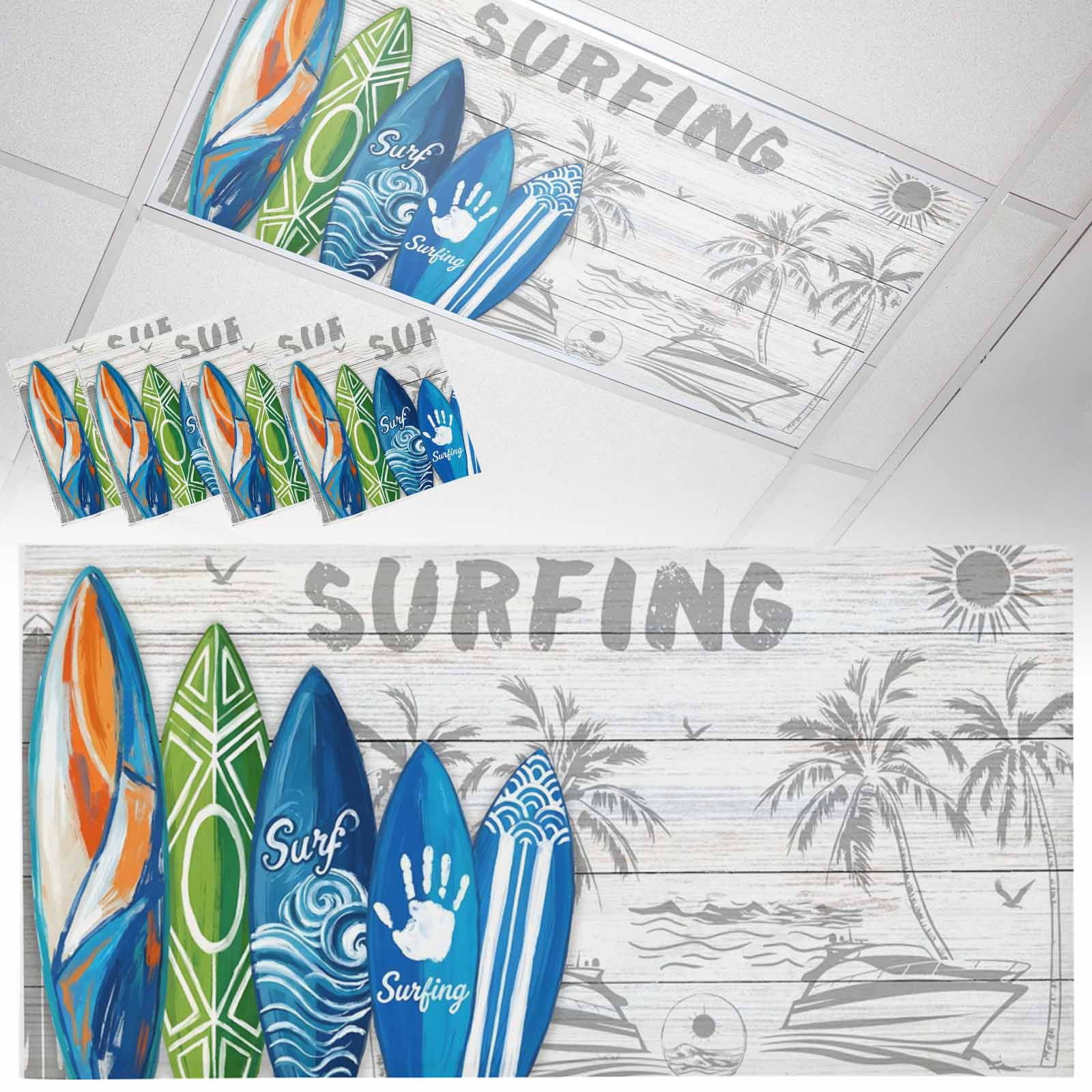 4 Pack Summer Surfing Fluorescent Light Covers for Ceiling Lights ...