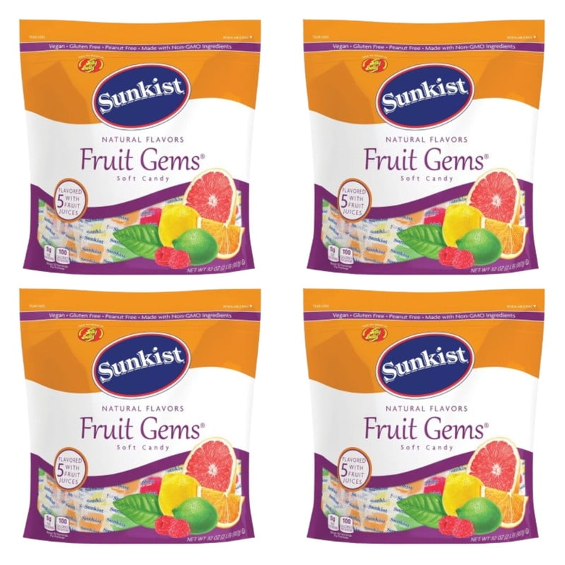 Sunkist Fruit Gems, Fruity Flavored Candy, 2 Pounds Resealable Bag, 4 ...