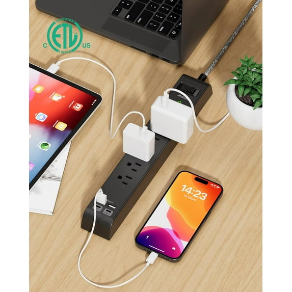 4 Pack Surge Protector Power Strip with 6 Outlets 4 USB Ports 5-Foot ...