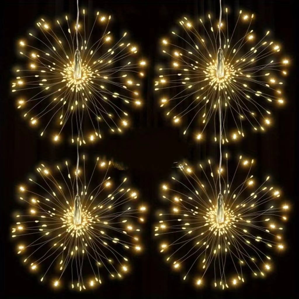 4 Pack, Suspended Solar Fireworks Light, 240 Leds Star Burst Light ...
