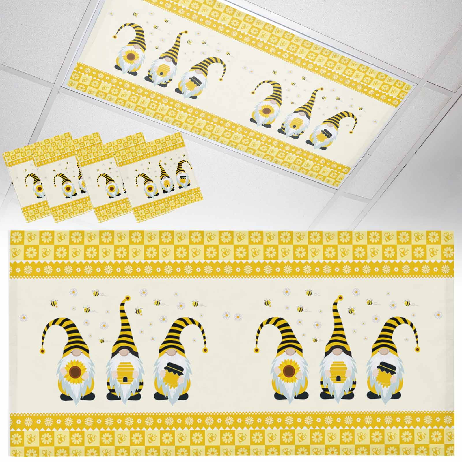 4 Pack Sweet Gnomes Fluorescent Light Covers for Ceiling Lights Bee ...