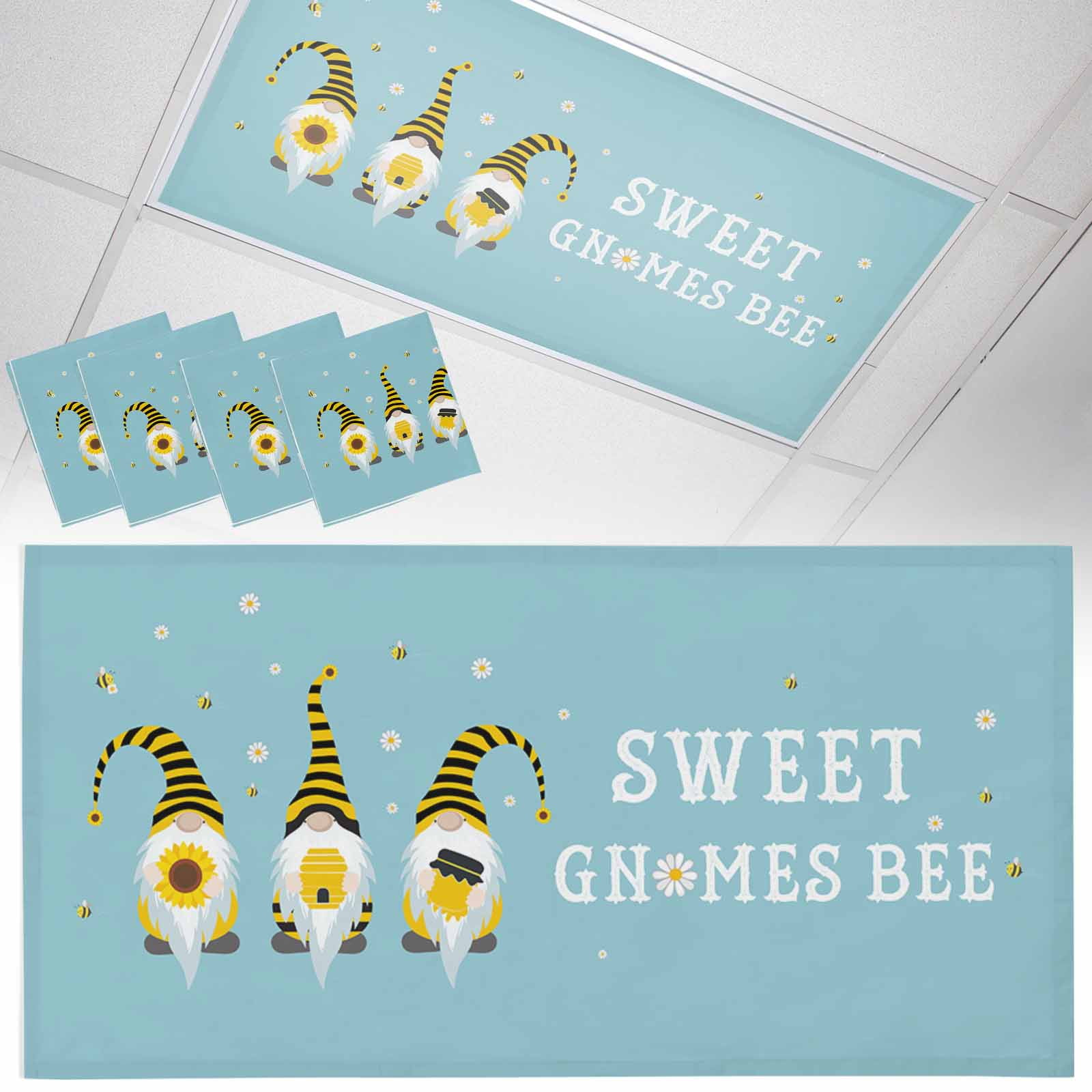 4 Pack Sweet Gnomes Fluorescent Light Covers for Ceiling Lights Bee ...