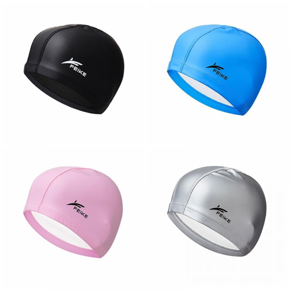 4 Pack Swim Cap, Men Women Adults Elastic Waterproof PU Fabric Swim Cap ...