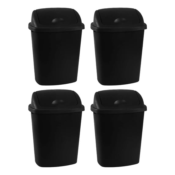 4 Pack Swing Top Trash Can, 6 Gallon Plastic Garbage Bins with Swing ...
