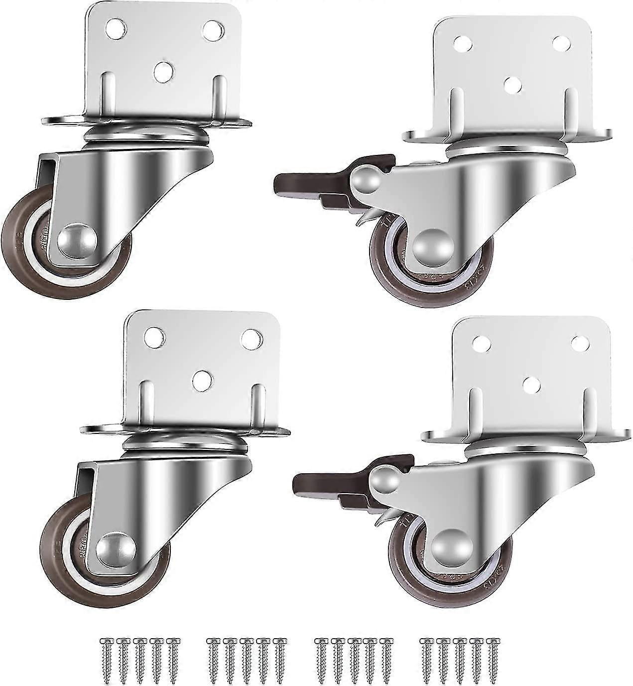 4 Pack Swivel Castors, Furniture Castors, Wheels With Brake, L-mounting ...