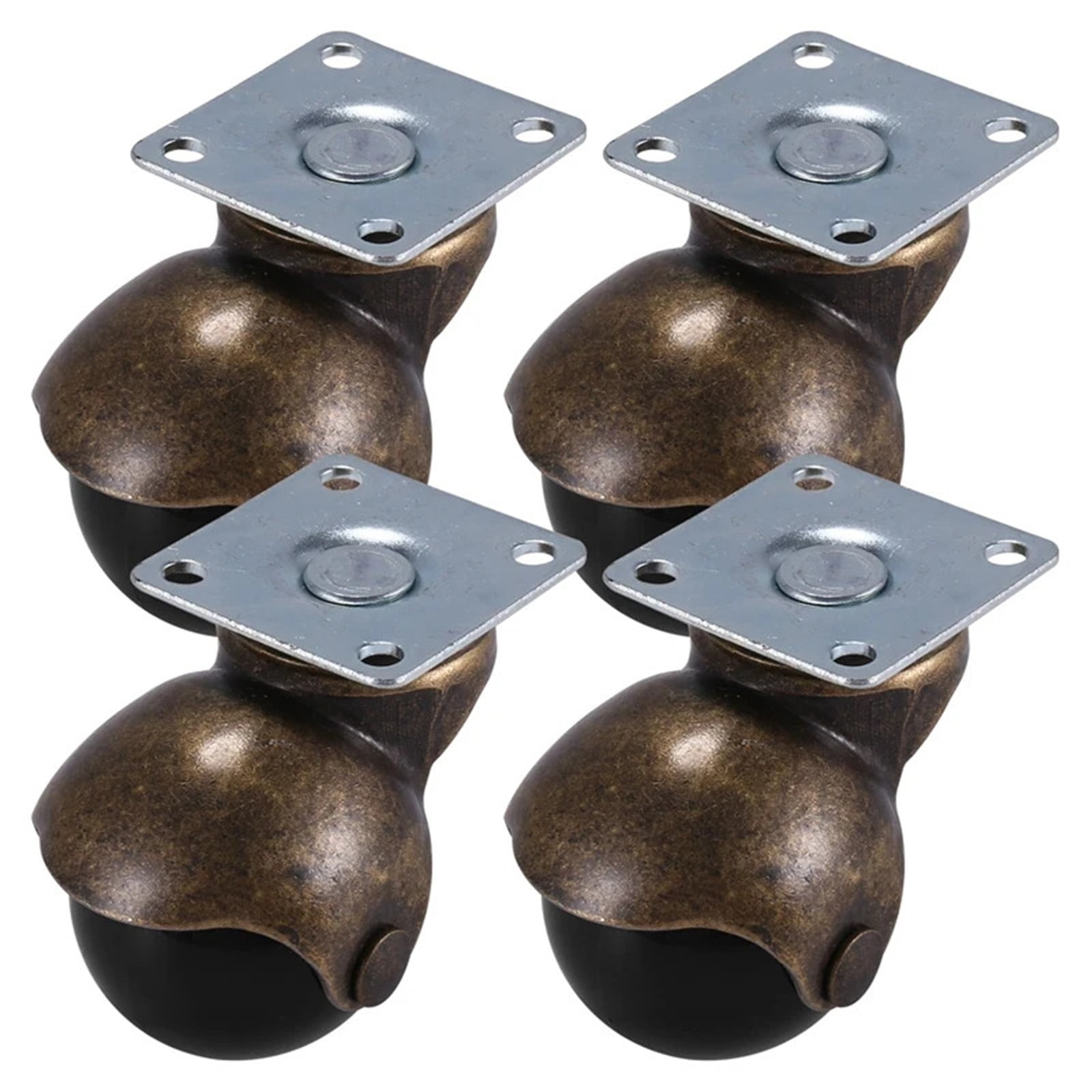 [4 Pack] Swivel Top Plate Hooded Ball Caster Wheels, Antique Bronze (1. ...