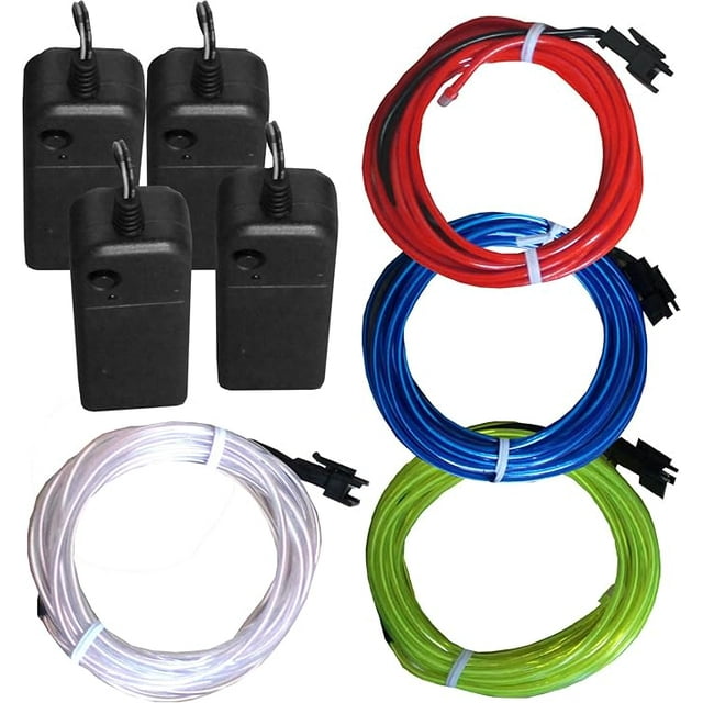 4 Pack - TDLTEK Neon Glowing Strobing Electroluminescent Wire/El Wire ...