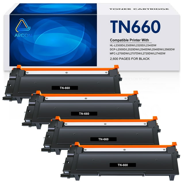 Arcon 4-Pack Compatible Toner Cartridge TN660 TN-660 High Yield for ...