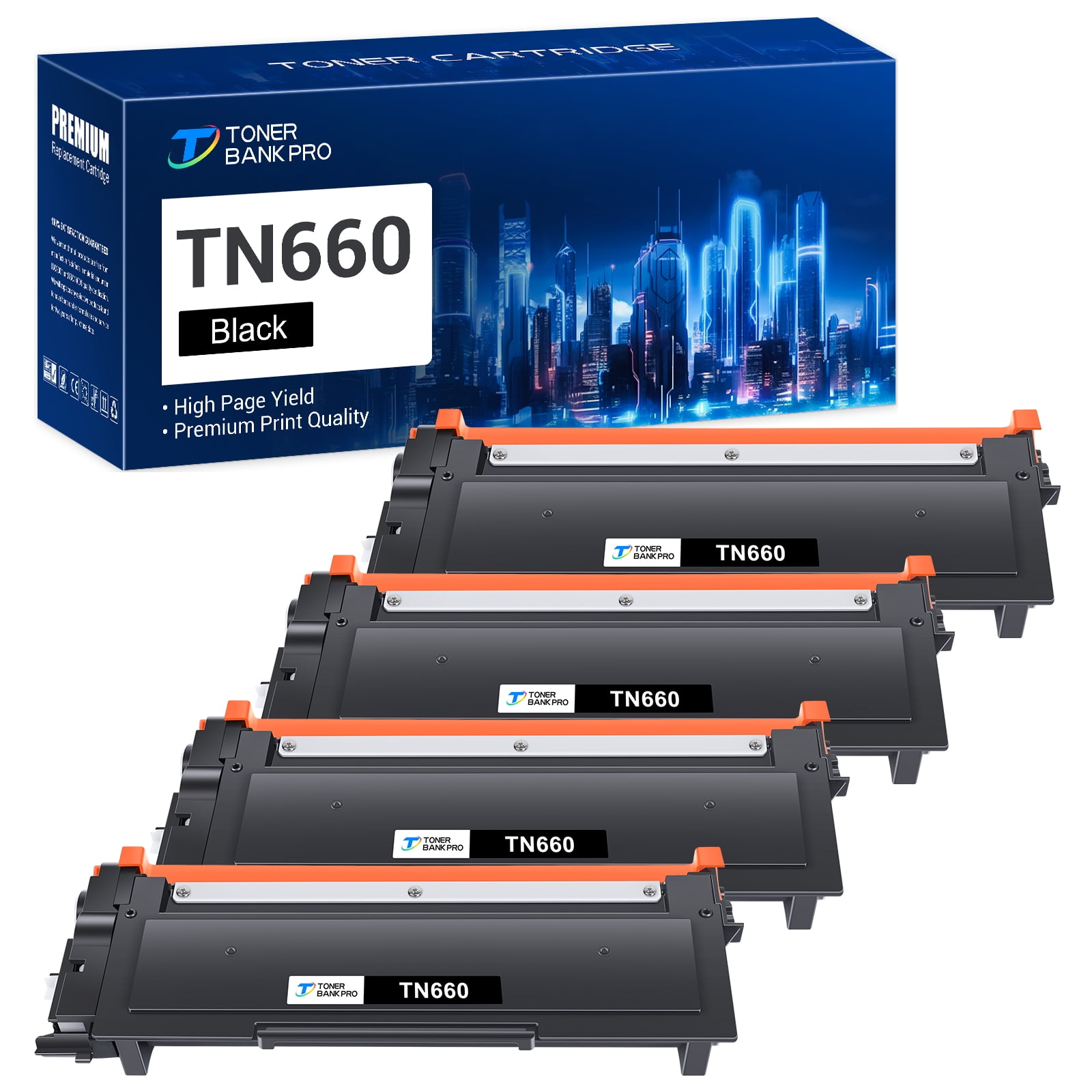 4-Pack TN660 Toner Cartridge Replacement Compatible for Brother TN-660 ...