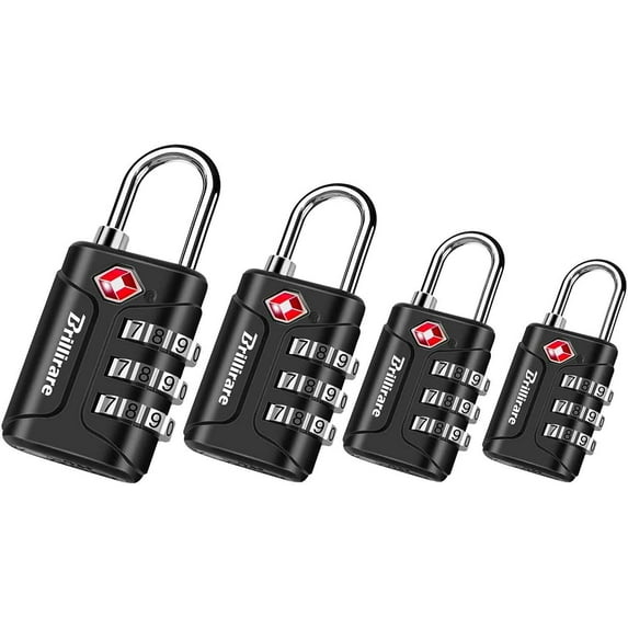 4 Pack TSA Approved Luggage Locks, Combination Travel Padlock, 3-Digit ...