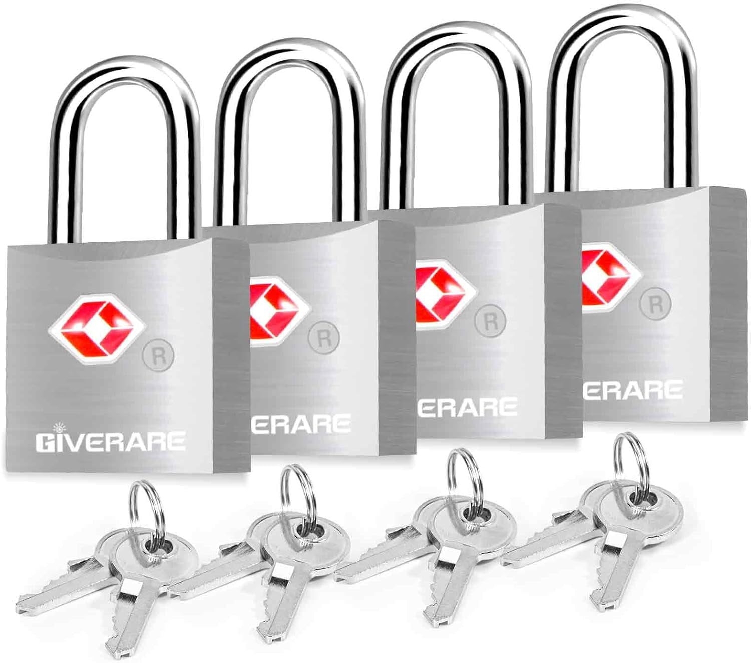 4 Pack TSA Approved Travel Luggage Locks with Keys, Aluminum Alloy ...