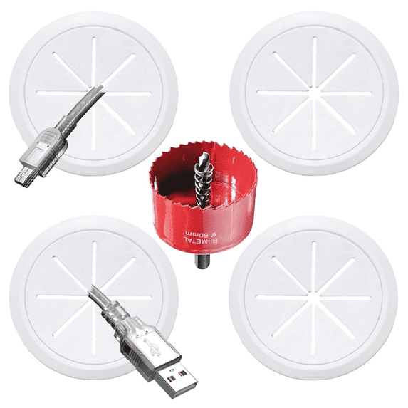 4 Pack TV In-Wall Cord Hider Kit with 2-3/8" (60mm) Hole Saw, Cable ...