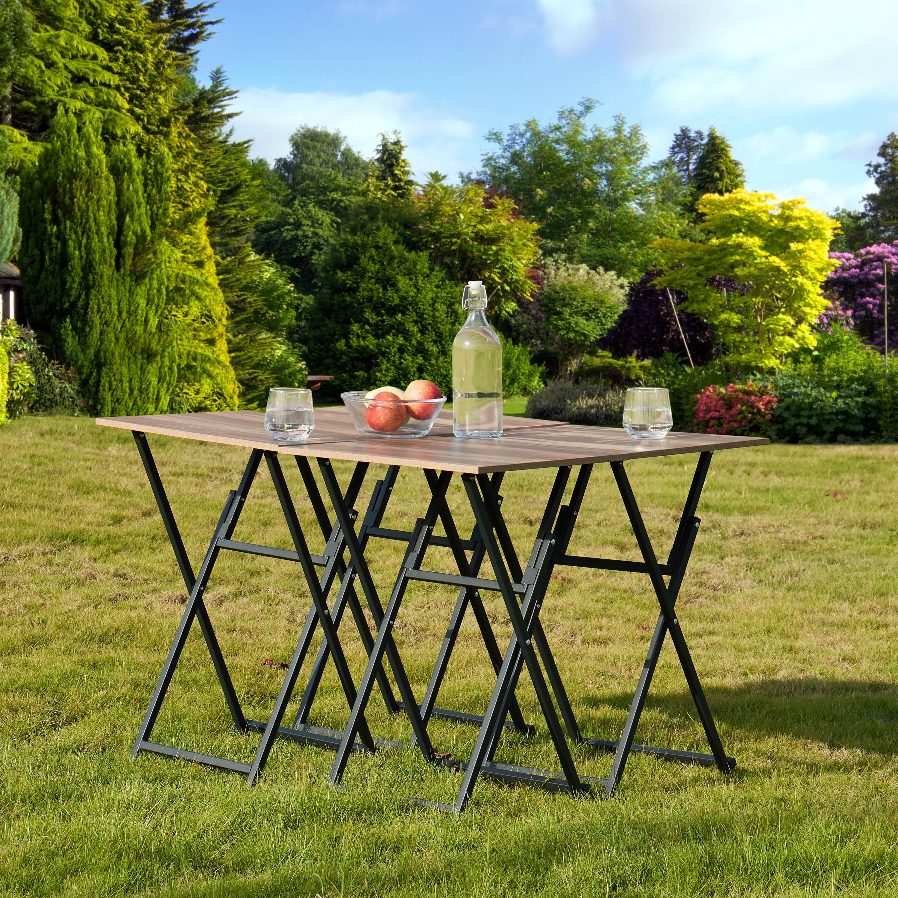 4-Pack TV Trays with Stand Rustic Brown Particle Board Snack Tray Table ...
