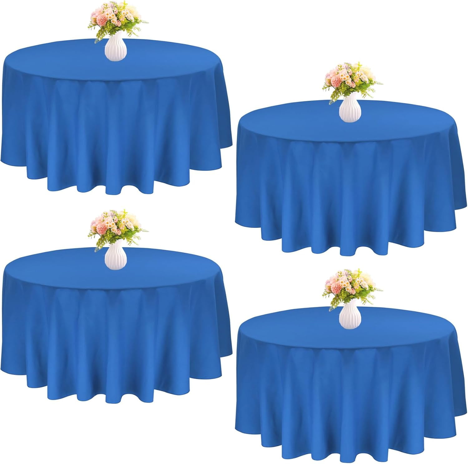 4 Pack Tablecloths - 70 Inch Polyester Round Table Covers Blue for ...