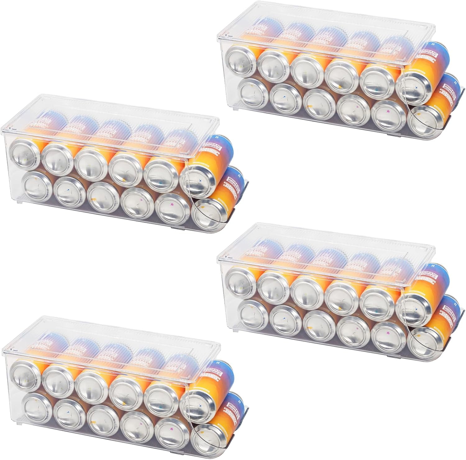 4 Pack Tall Skinny Can Organizer for Refrigerator, Stackable Beverage ...