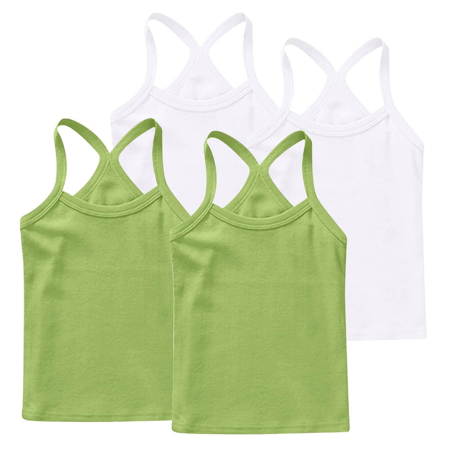 4 Pack Tank Tops for Girls - Sleeveless Cami Tanks - Kids Soft Cotton ...