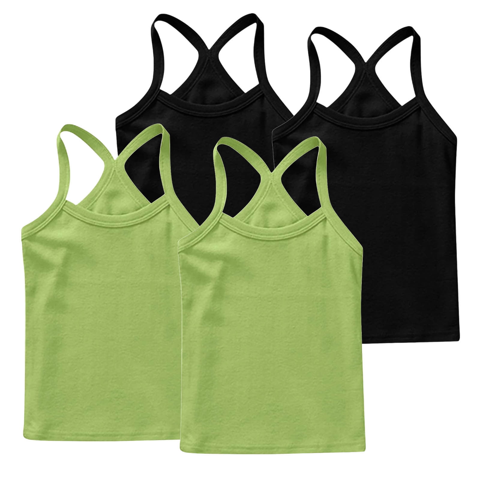 4 Pack Tank Tops for Girls - Sleeveless Cami Tanks - Kids Soft Cotton ...