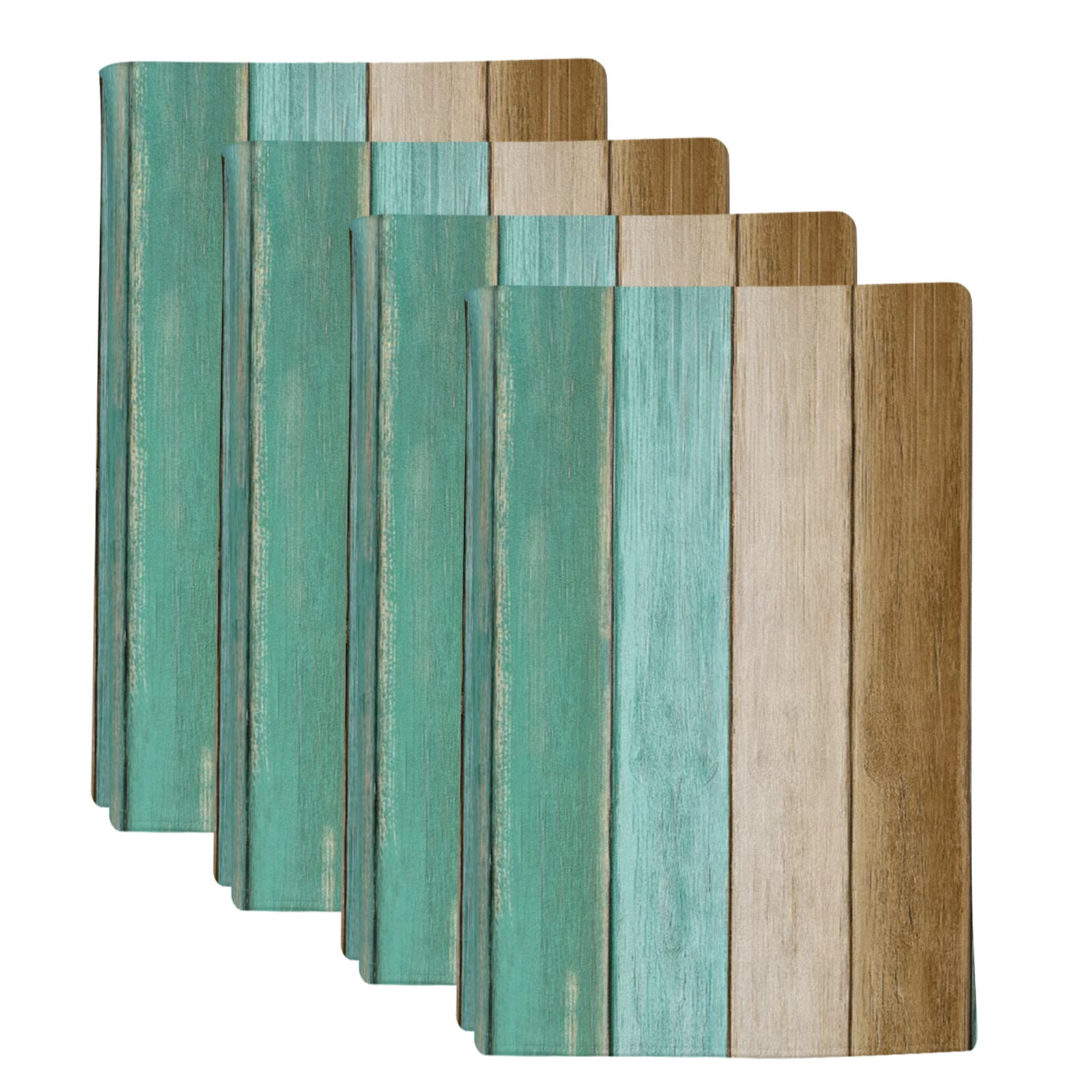 4 Pack Teal Green Kitchen Towels Brown Wood Grain Gradient Farmhouse ...
