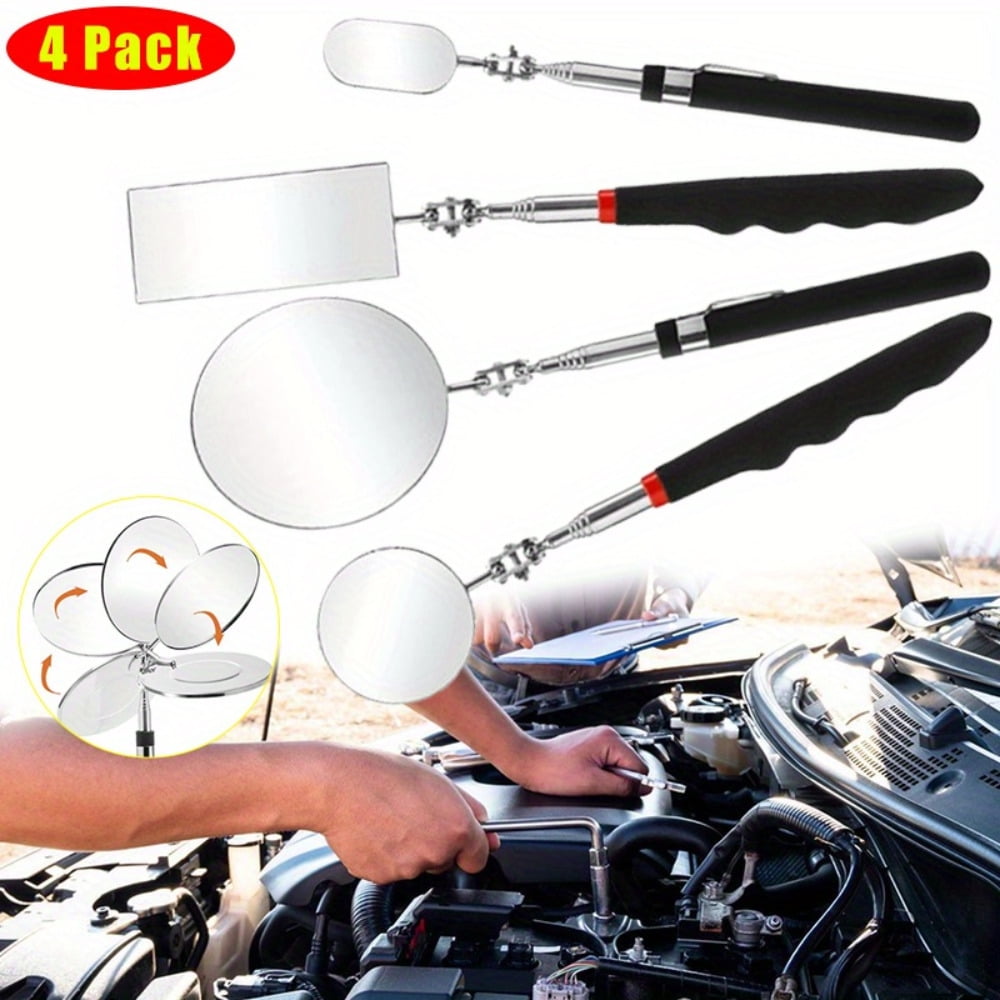 4 Pack Telescoping Inspection Mirror, Flexible Inspection Mirror Round ...