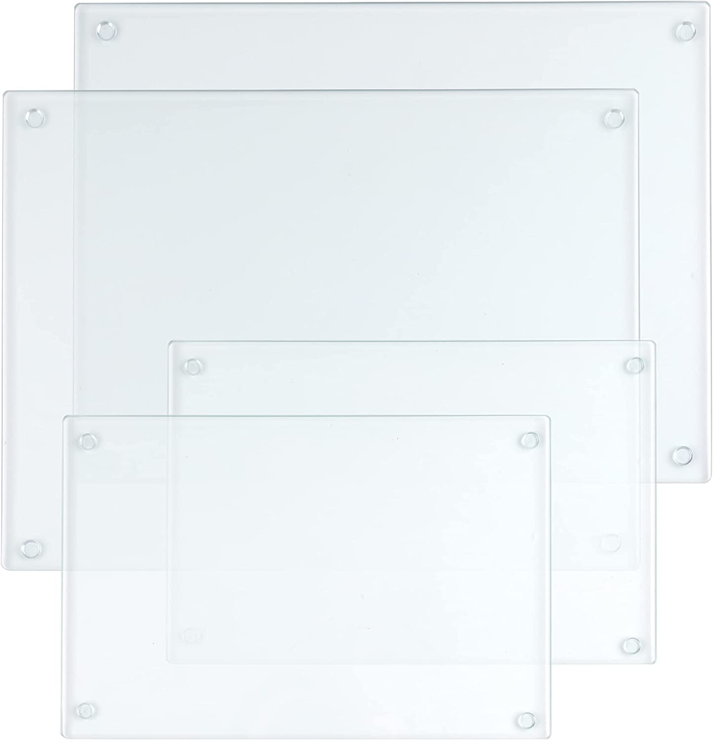 4 Pack Tempered Glass Cutting Board with Rubber Feet, Rectangle Non ...