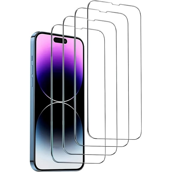 4-Pack Tempered Glass Screen Protector for iPhone 16/15/14/13/12/11 Pro ...