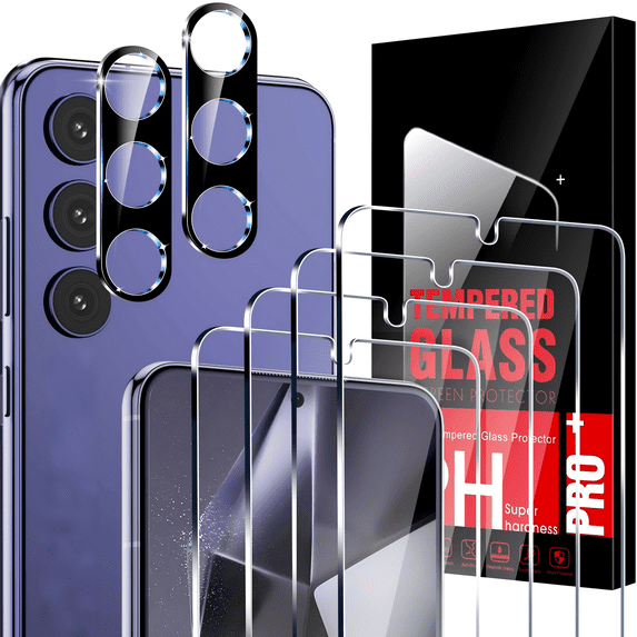 4-Pack Of Tempered Glass Screen Protectors + 2 Camera Lens Protectors ...