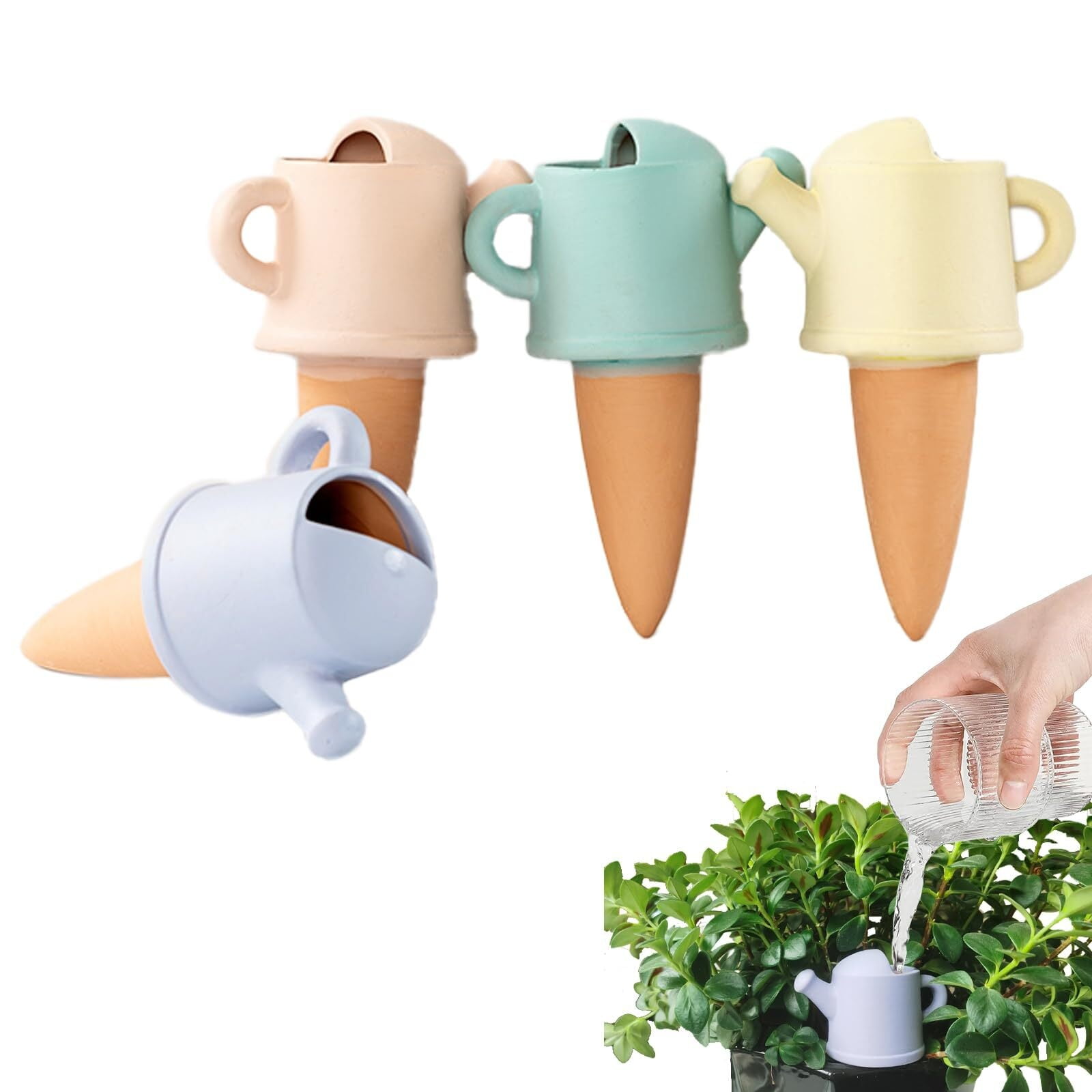 4-Pack Terracotta Self-Watering Spikes,Self Watering Planter Insert ...