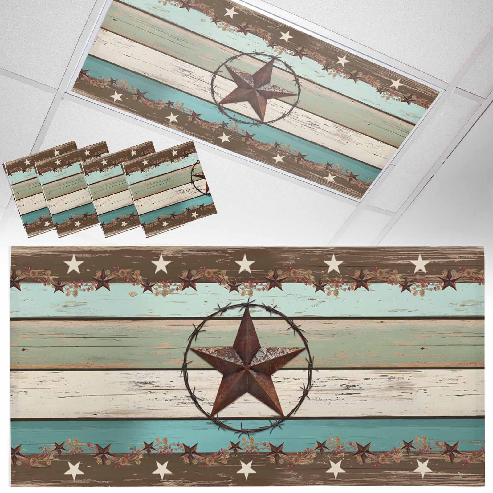 4 Pack Texas Star Fluorescent Light Covers for Ceiling Lights Bless ...