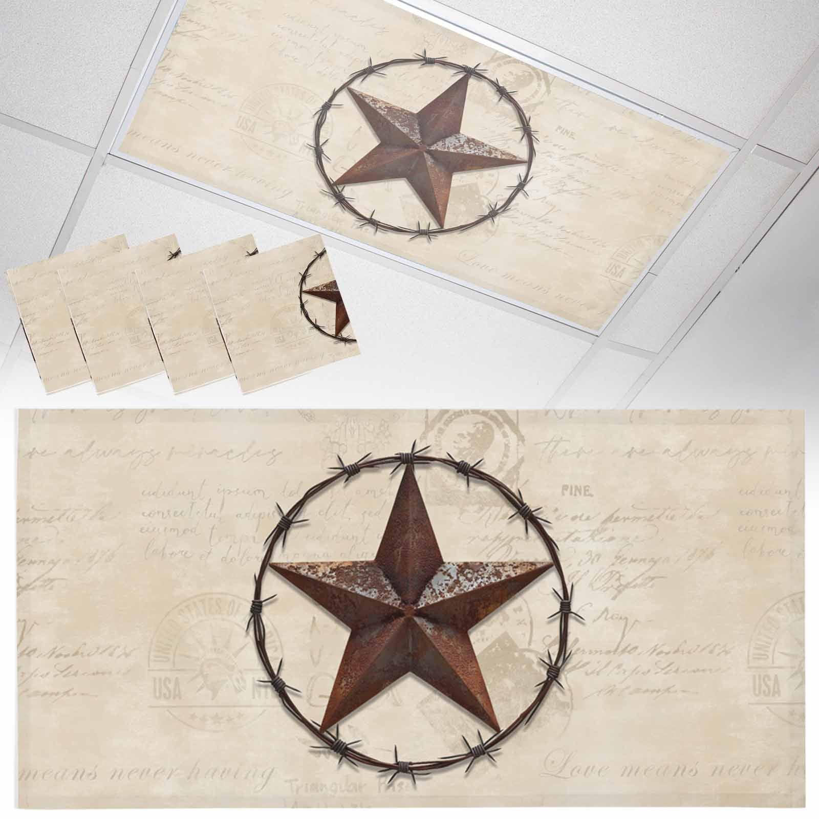 4 Pack Texas Star Fluorescent Light Covers for Ceiling Lights Country ...