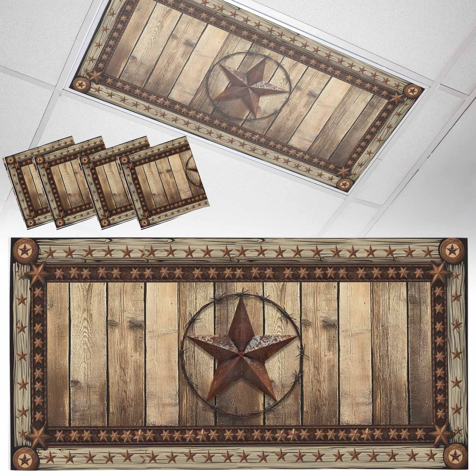 4 Pack Texas Star Fluorescent Light Covers for Ceiling Lights Farmhouse ...