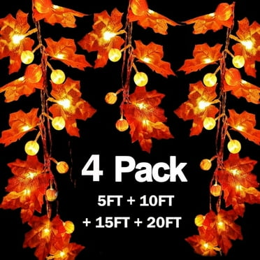 20ft 40 LED Maple Leaf Indoor String Lights, Fall Decorations for ...