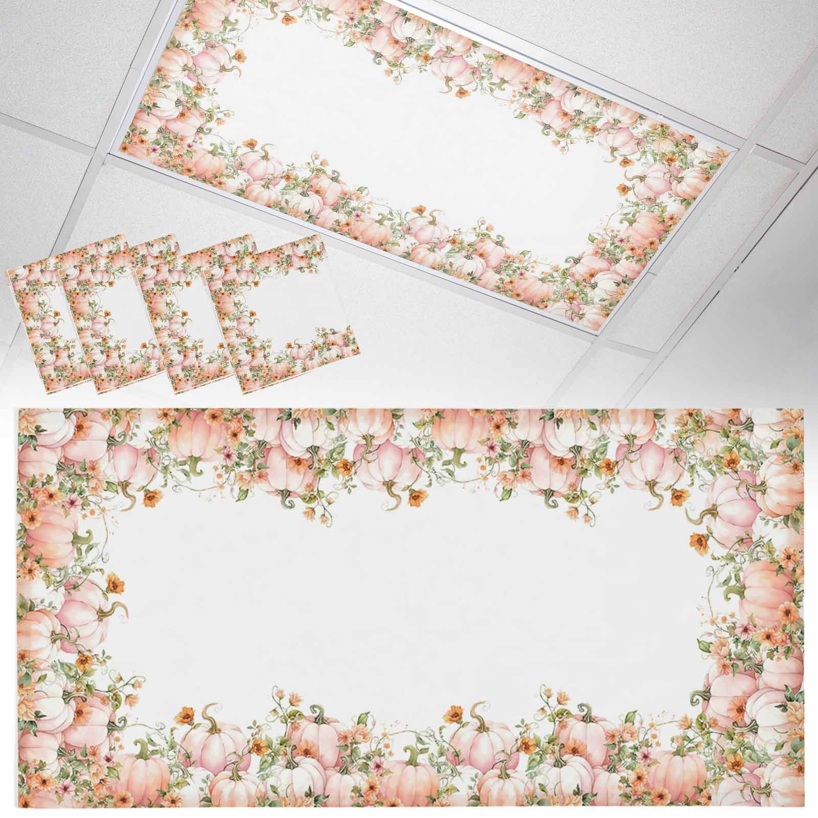 4 Pack Thanksgiving Pink Fluorescent Light Covers for Ceiling Lights ...