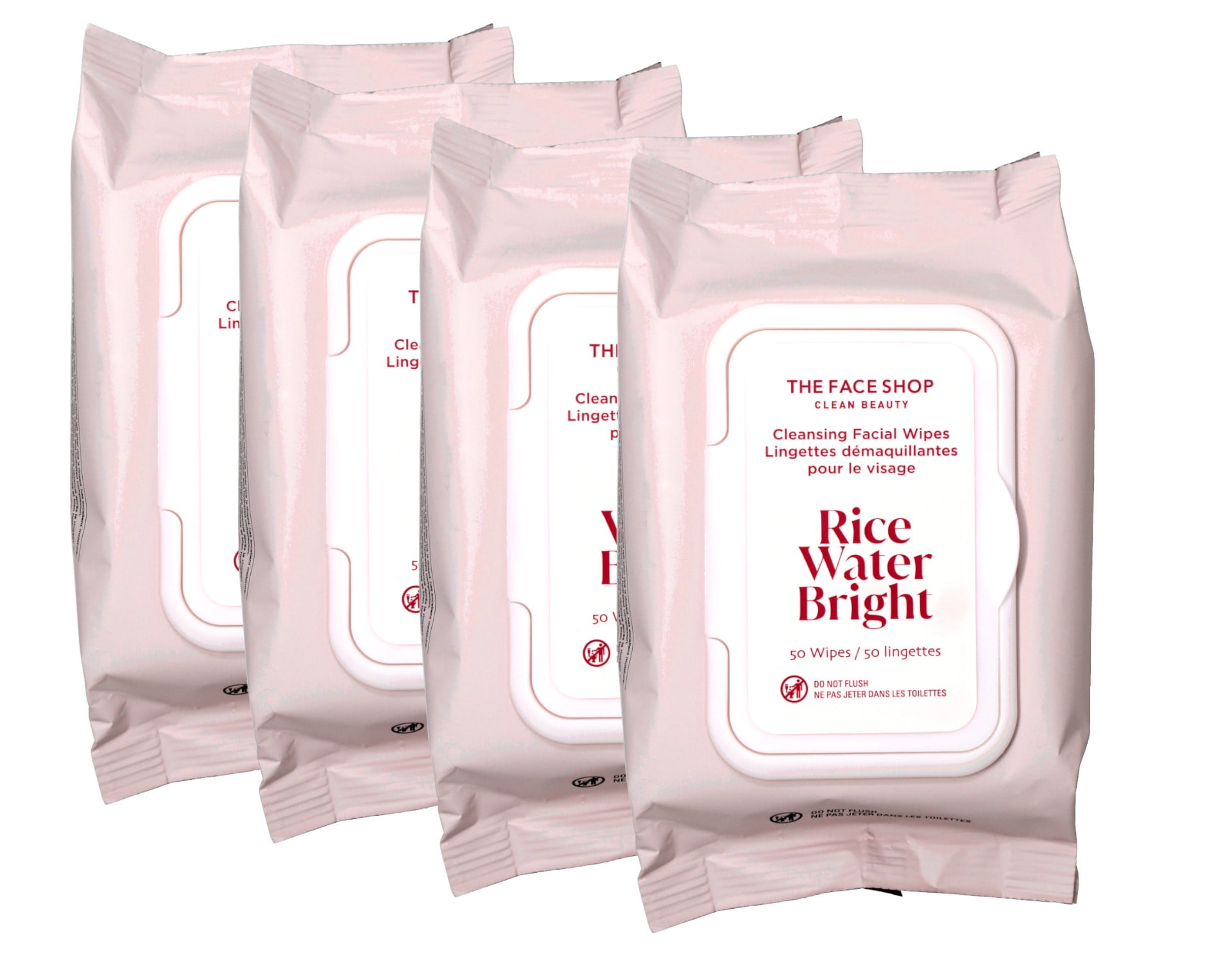 4 Pack - The Face Shop Rice Water Bright Cleansing Facial Wipes - Rice ...
