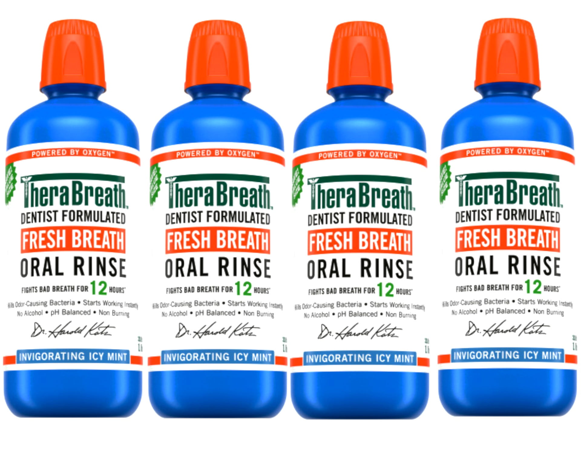 4 Pack - TheraBreath Fresh Breath Mouthwash, Icy Mint, Alcohol-Free, 1 ...