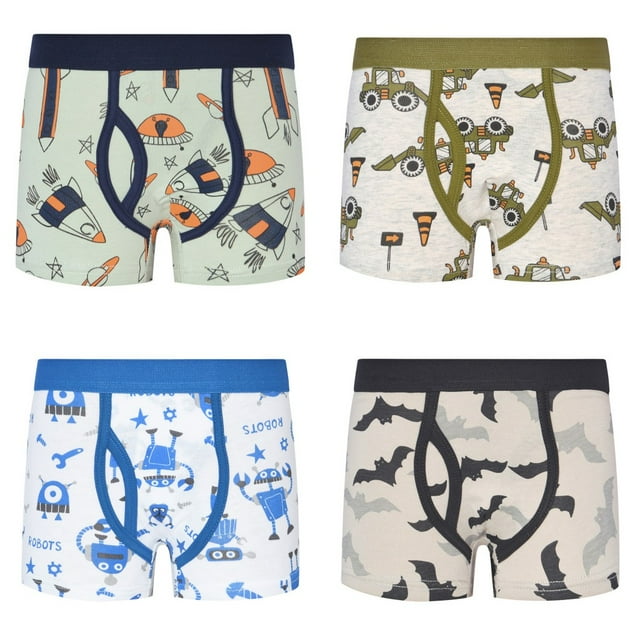 4 Pack Toddler Little Boys Casual Boxers Briefs Panties Kids Cotton ...