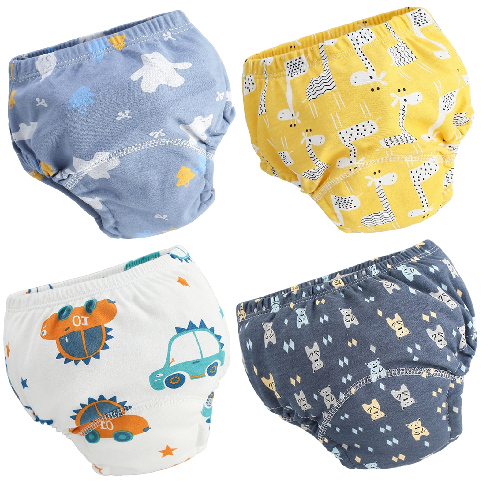 4 Pack Toddler Training Pants - 100% Cotton Soft Absorbent Leak-Proof ...