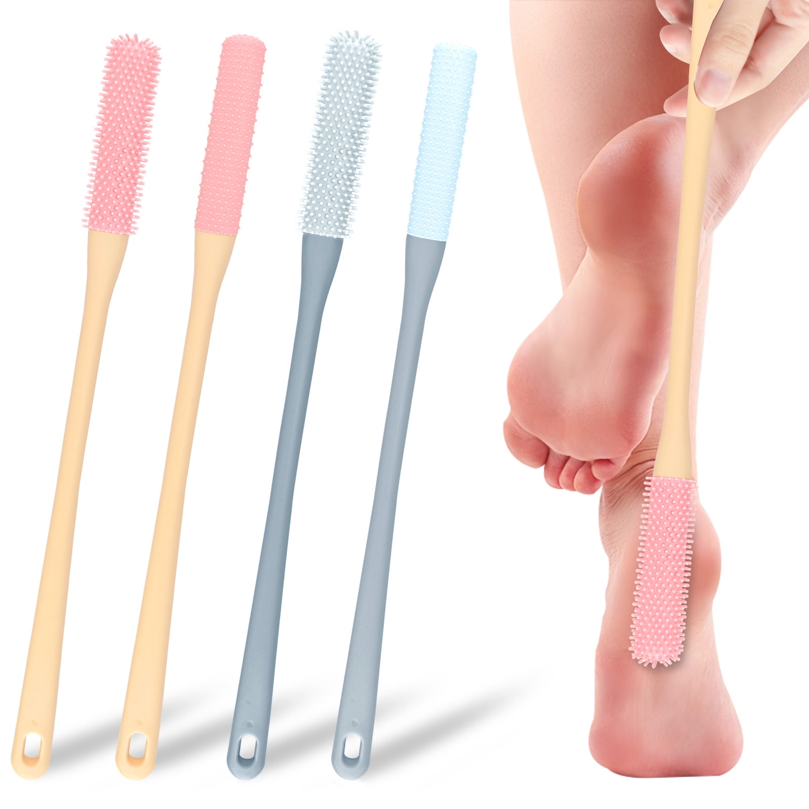 4 Pack Toe Cleaning Brush Set, Silicone Foot Scrubber in Shower with ...