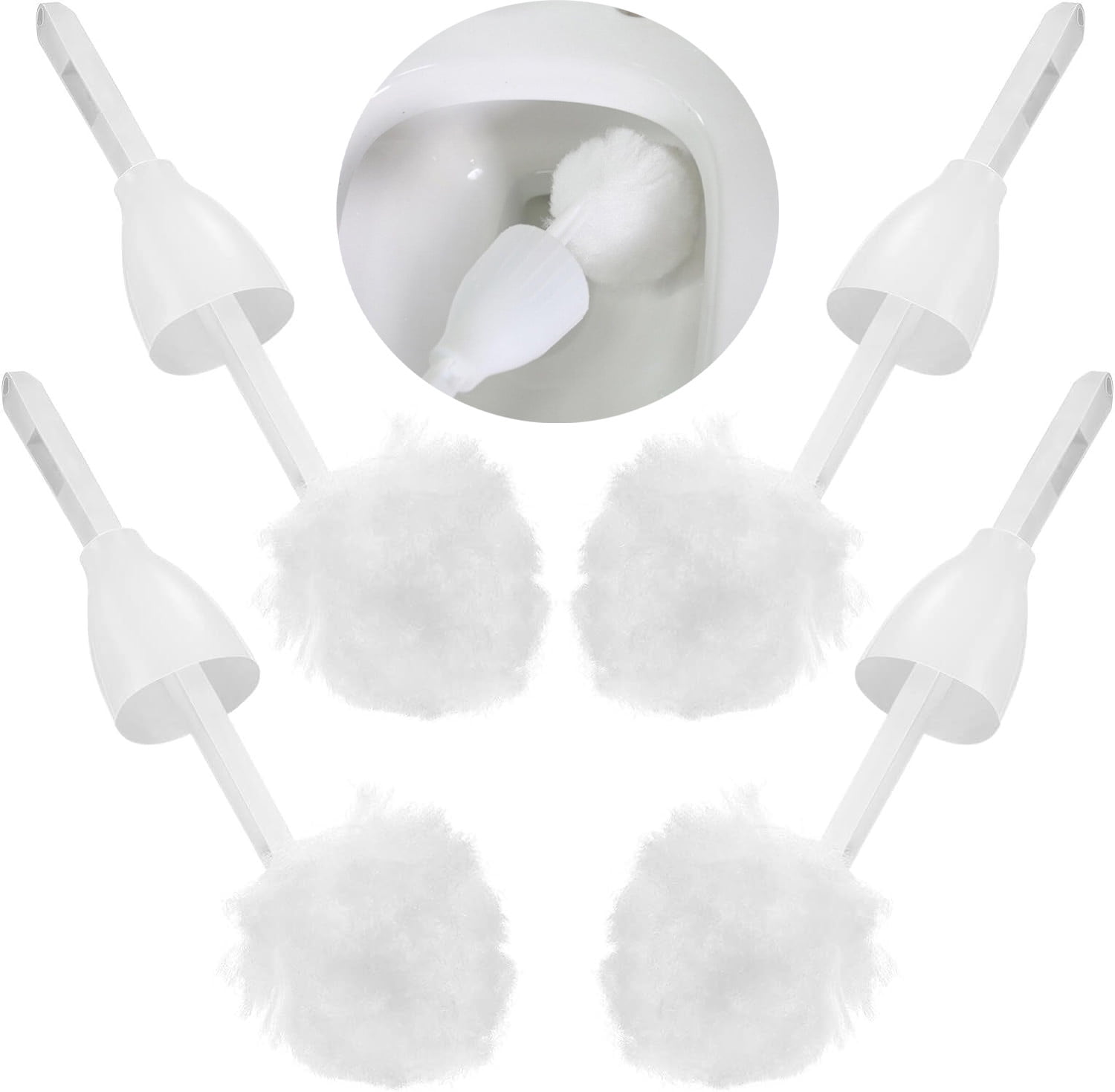 4 Pack Toilet Bowl Brush,Happon White Soft Swab Toilet Bowl Cleaners ...